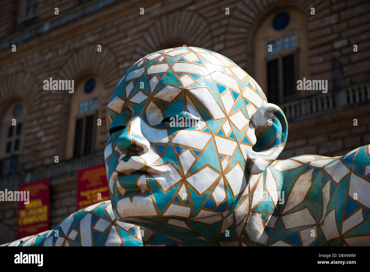 A work of Rabarama on the Piazza Dei Pitti, Florence, Italy Stock Photo ...