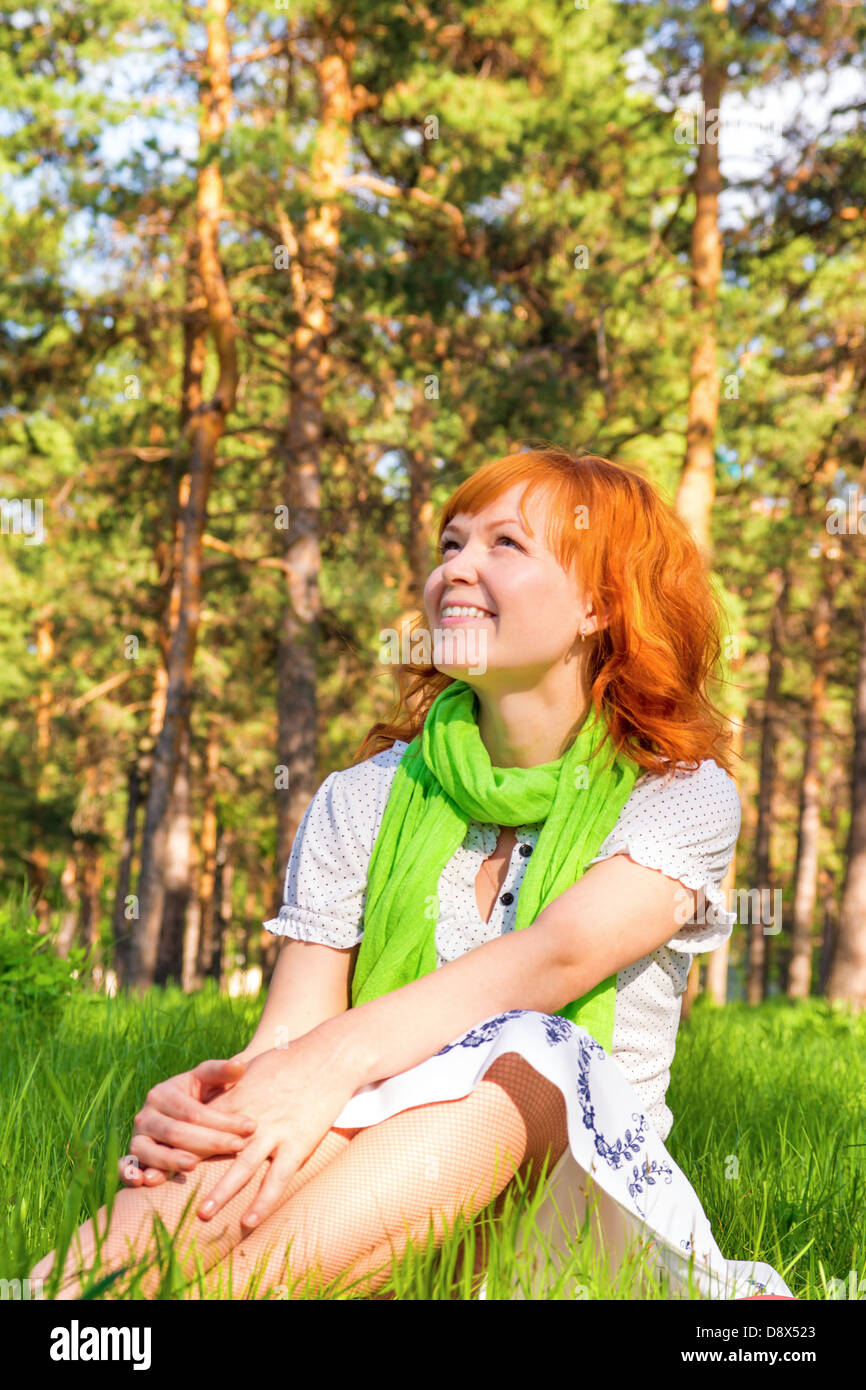 woman happy summer girl nature people park Stock Photo - Alamy
