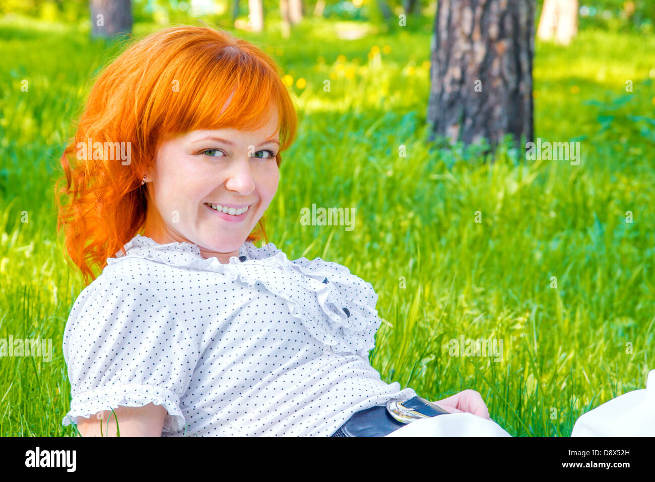 woman happy summer girl nature people park Stock Photo - Alamy