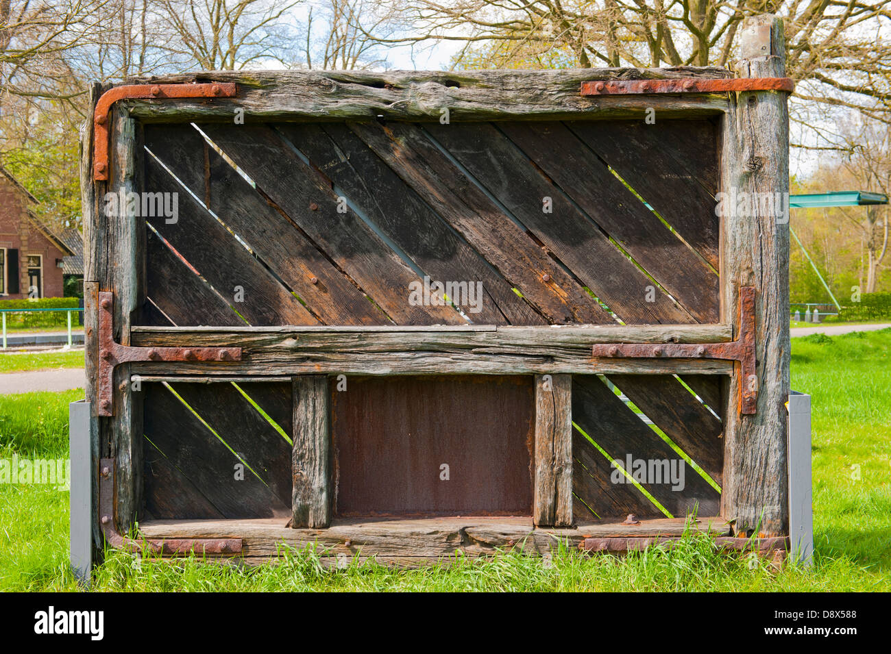 Historic worn and torn lock gate of the Henzenbergersluis in the ...
