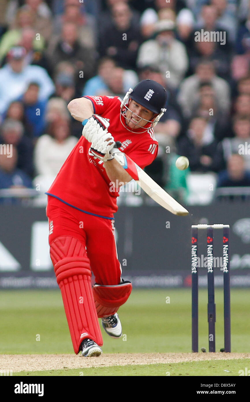 NOTTINGHAM, ENGLAND - Jun 05: Eoin Morgan batting during the 3rd Nat ...