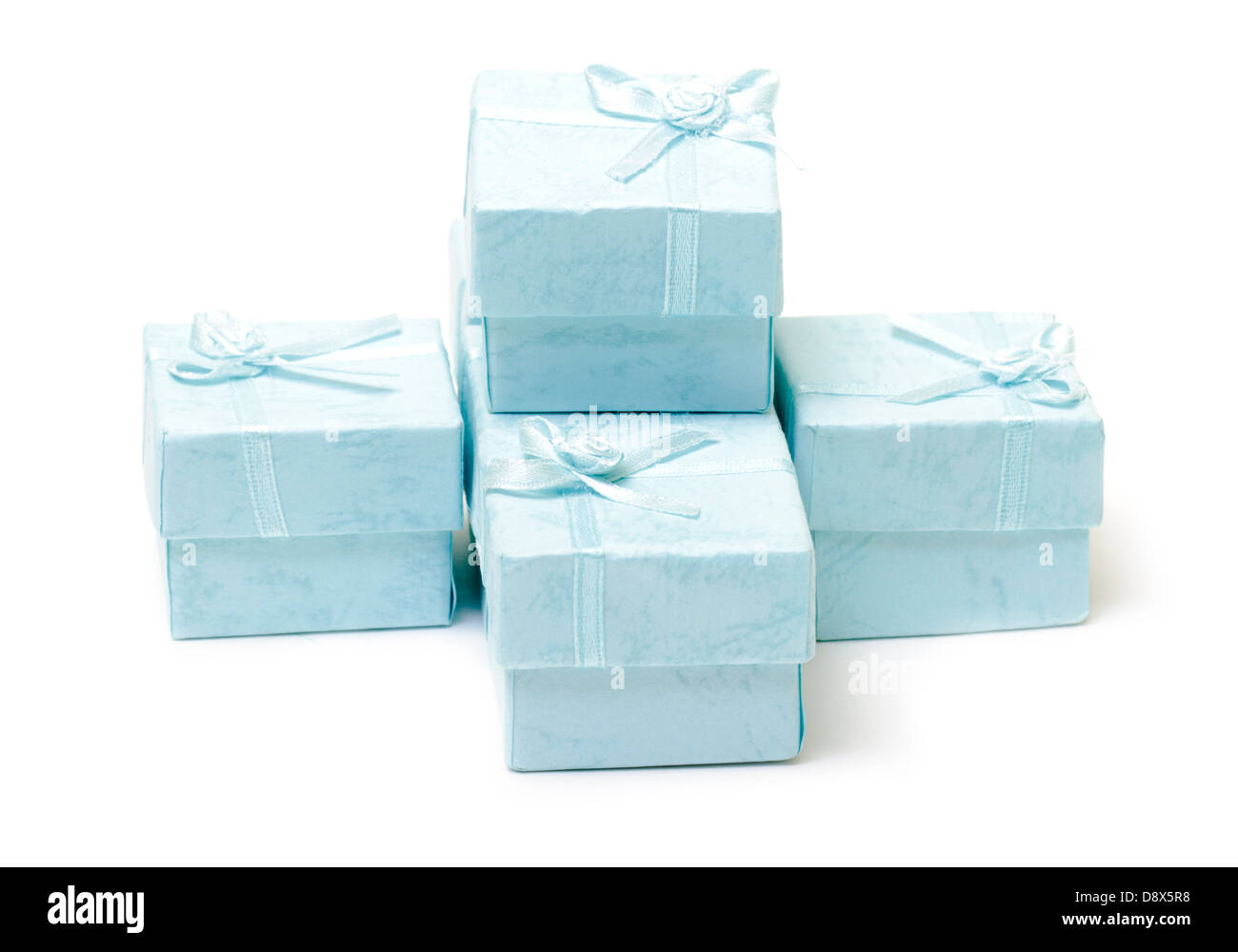 Cyan gift boxes on white background Stock Photo - Alamy