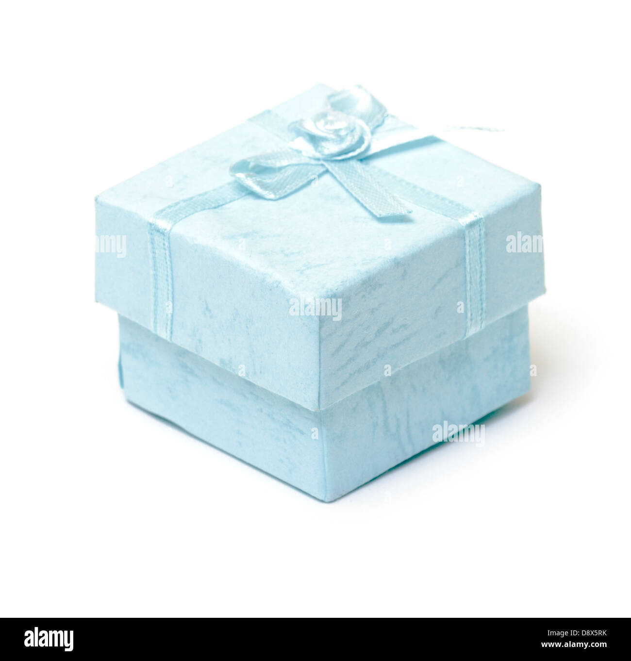 Cyan gift box on white background Stock Photo - Alamy