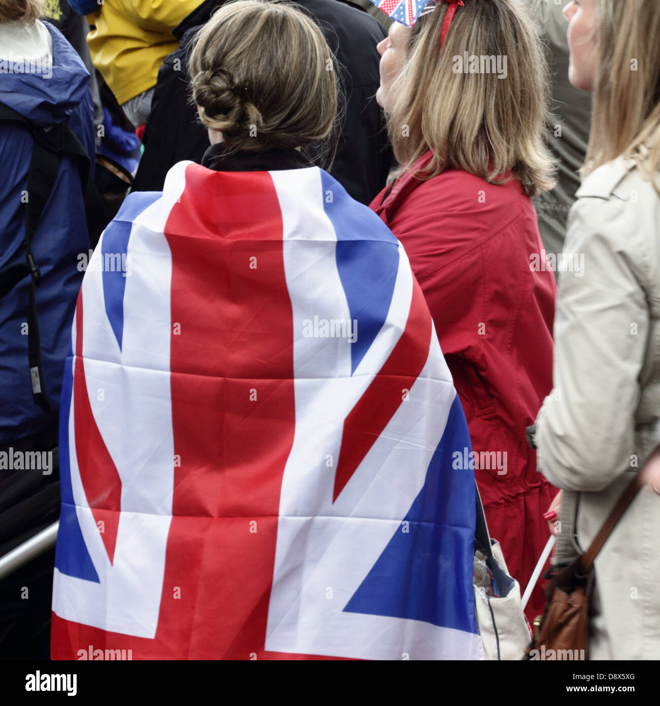 British supporter draped in Union Jack flag Stock Photo - Alamy