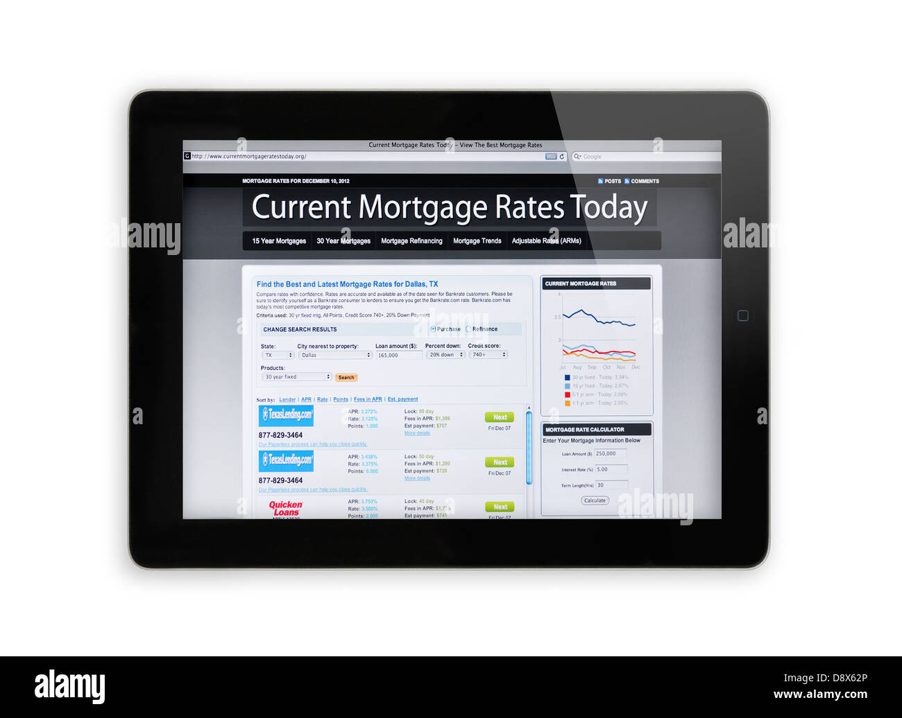 iPad screen showing online mortgage rate information Stock Photo - Alamy