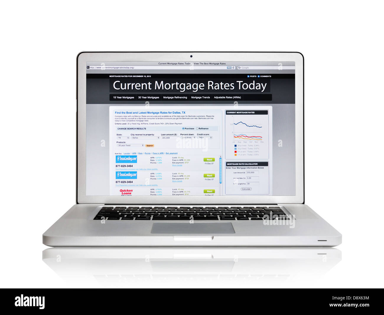 Laptop screen showing online mortgage rate information Stock Photo - Alamy