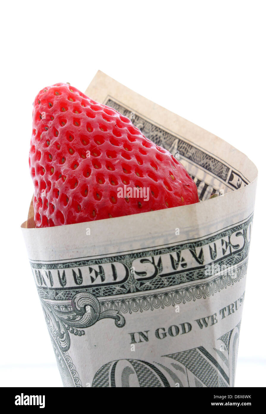 strawberry wrapped in one dollar banknote Stock Photo - Alamy