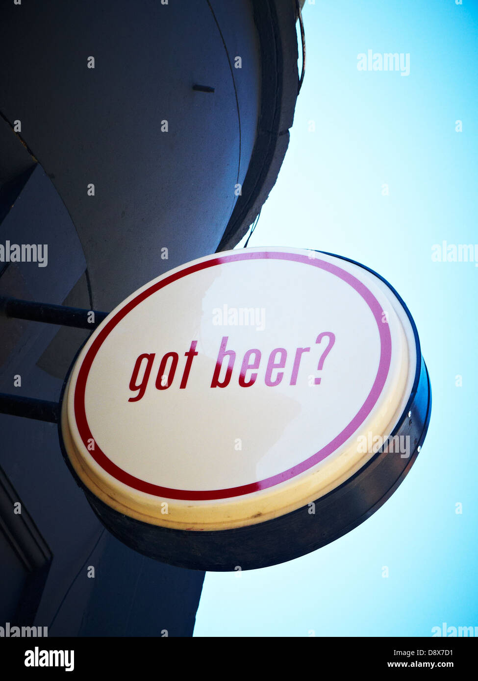 Got beer? question on outside wall UK Stock Photo - Alamy