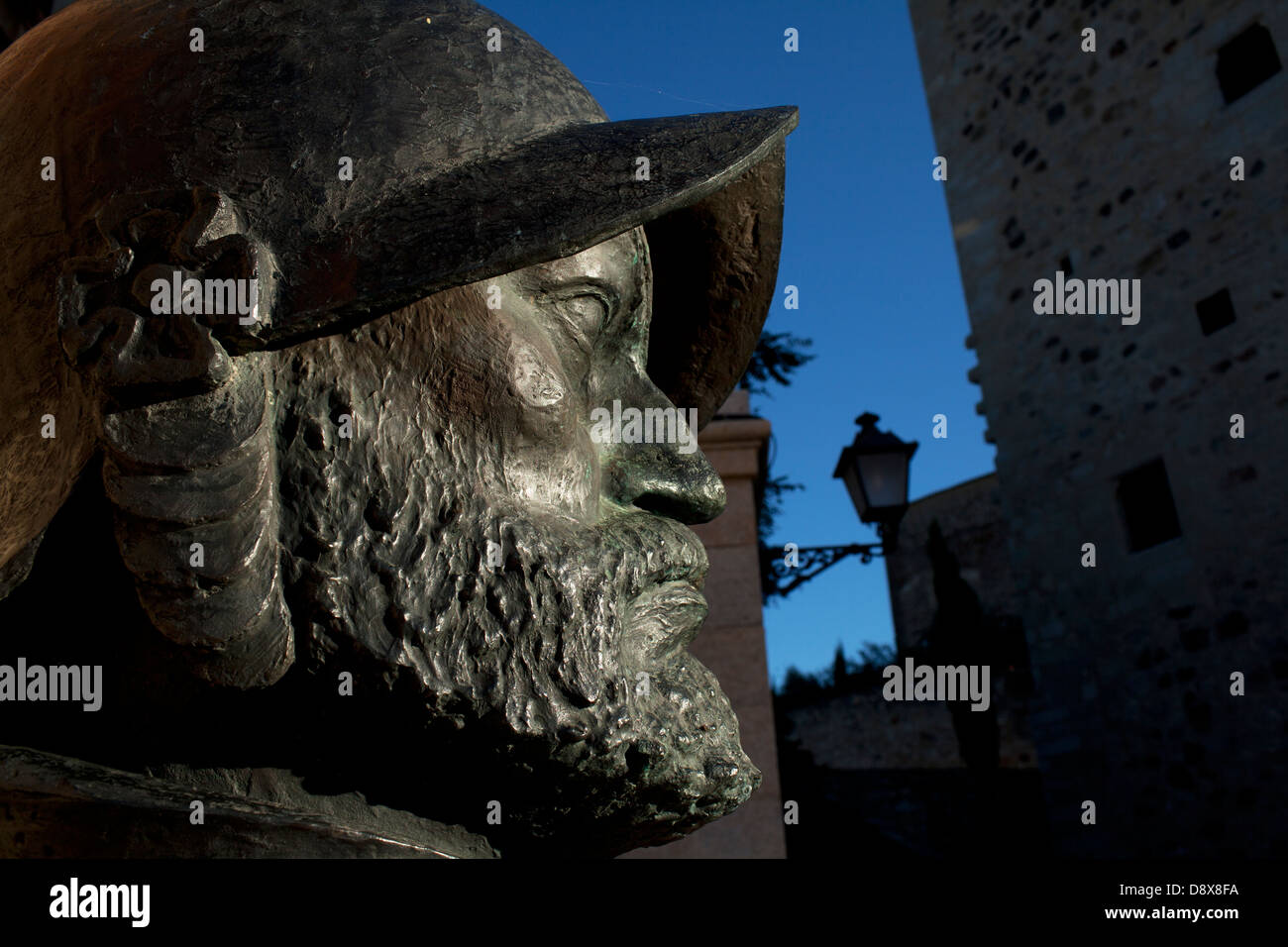 Monuments in the city of Trujillo. Bust of Francisco de Orellana ...