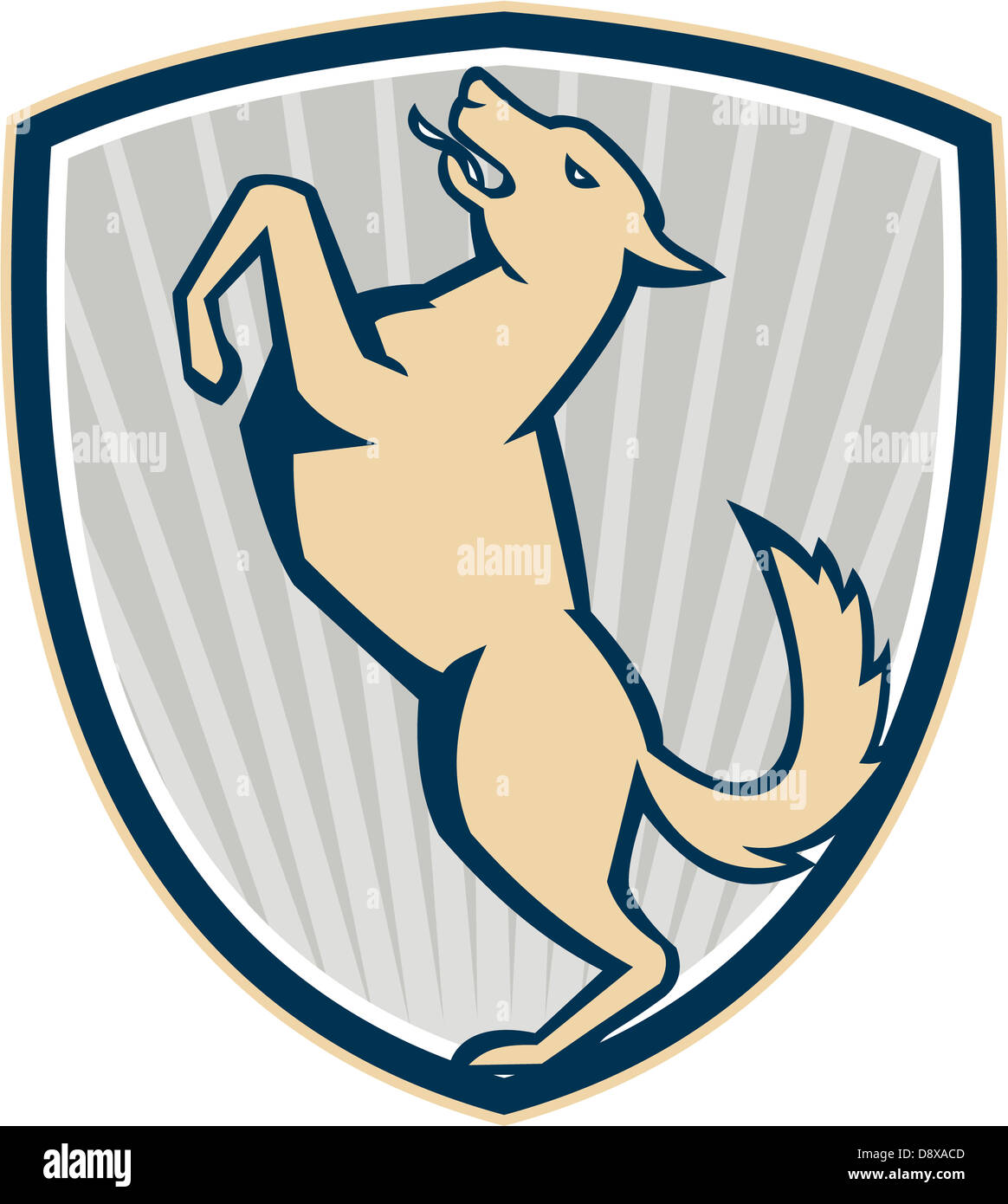 Illustration of an angry barking mongrel dog prancing side view set ...