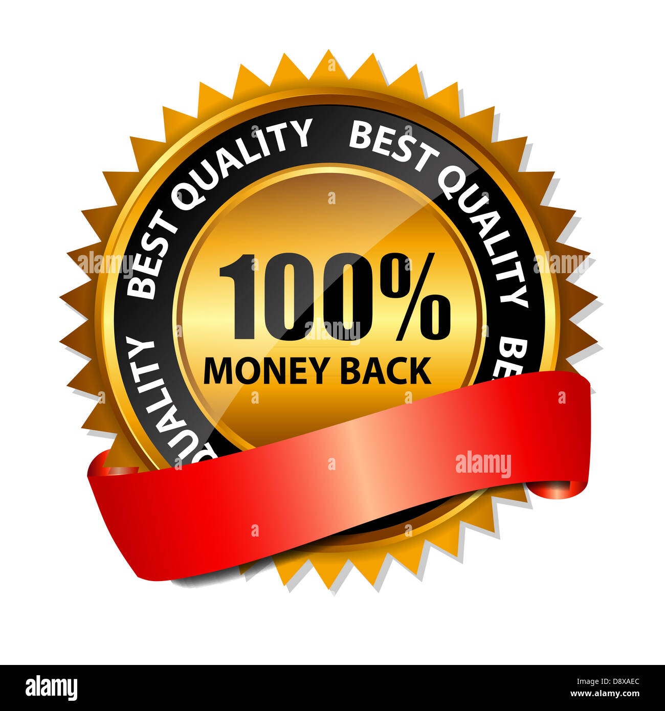 Vector 100% money back gold sign, label template Stock Photo - Alamy