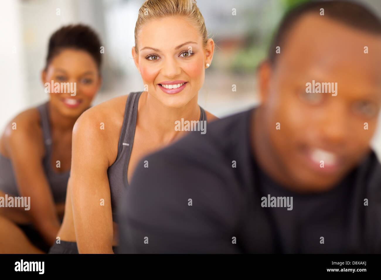 happy fitness people in aerobic class doing exercise Stock Photo - Alamy