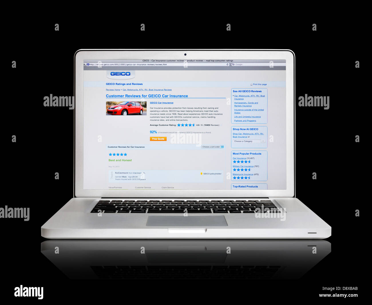 Geico car insurance website on laptop screen Stock Photo - Alamy