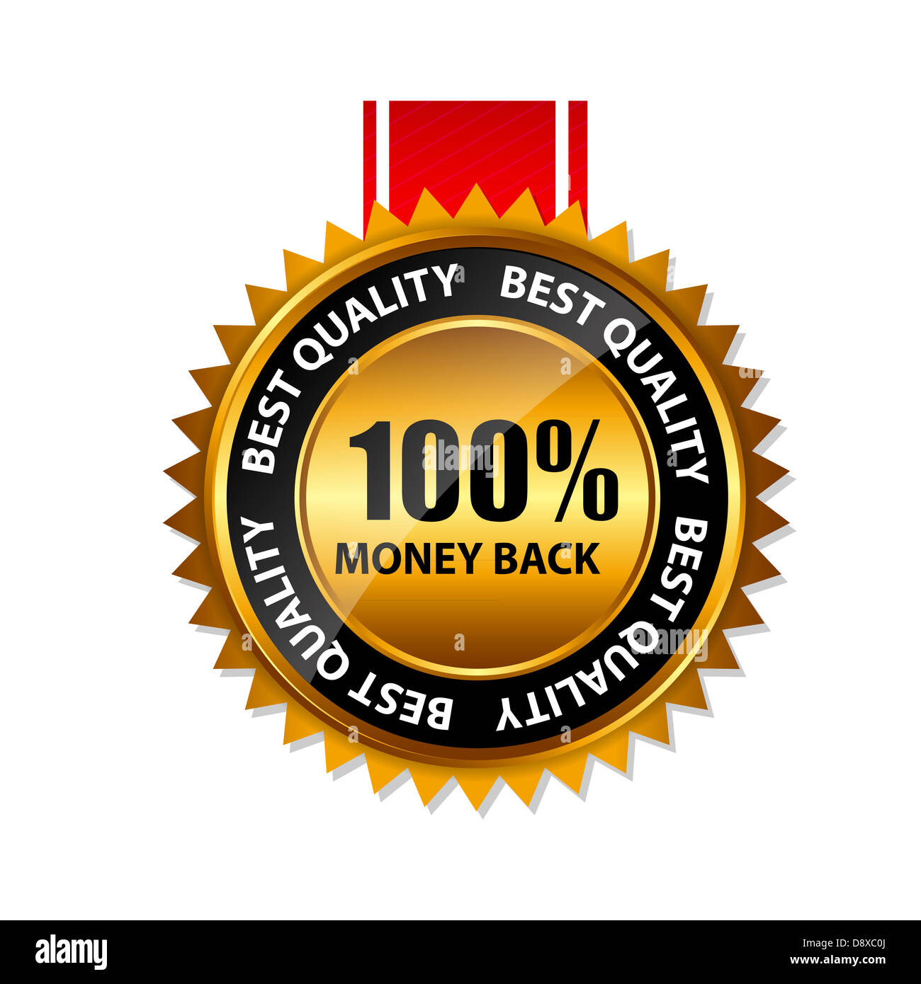 Vector 100% money back gold sign, label template Stock Photo - Alamy