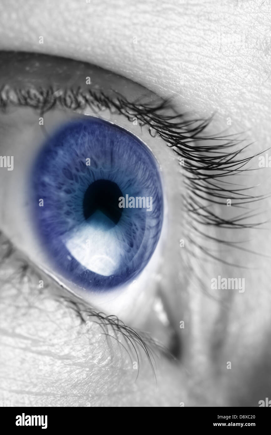 Bright blue eye closeup Stock Photo - Alamy