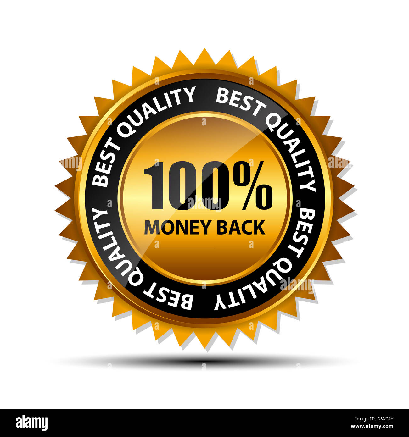 Vector 100% money back gold sign, label template Stock Photo - Alamy