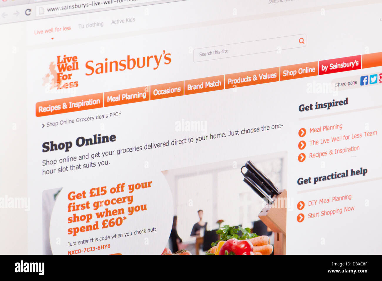 Sainsbury's Online Grocery Shopping Website or web page on a laptop ... Sainsbury's Online Grocery Shopping Website or web page on a laptop ...