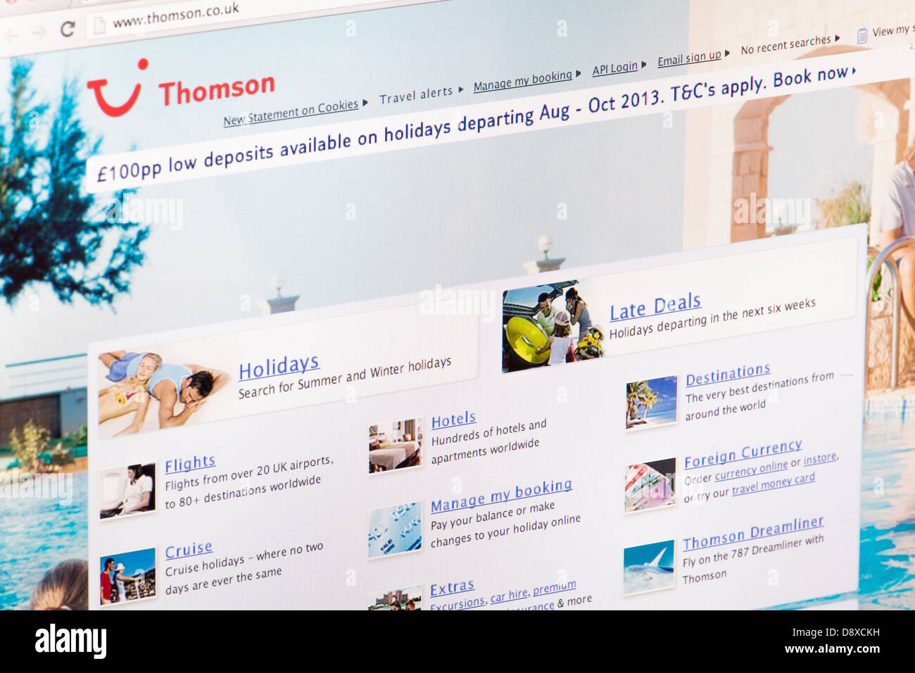 Thomson Travel Website or web page on a laptop screen or computer ...