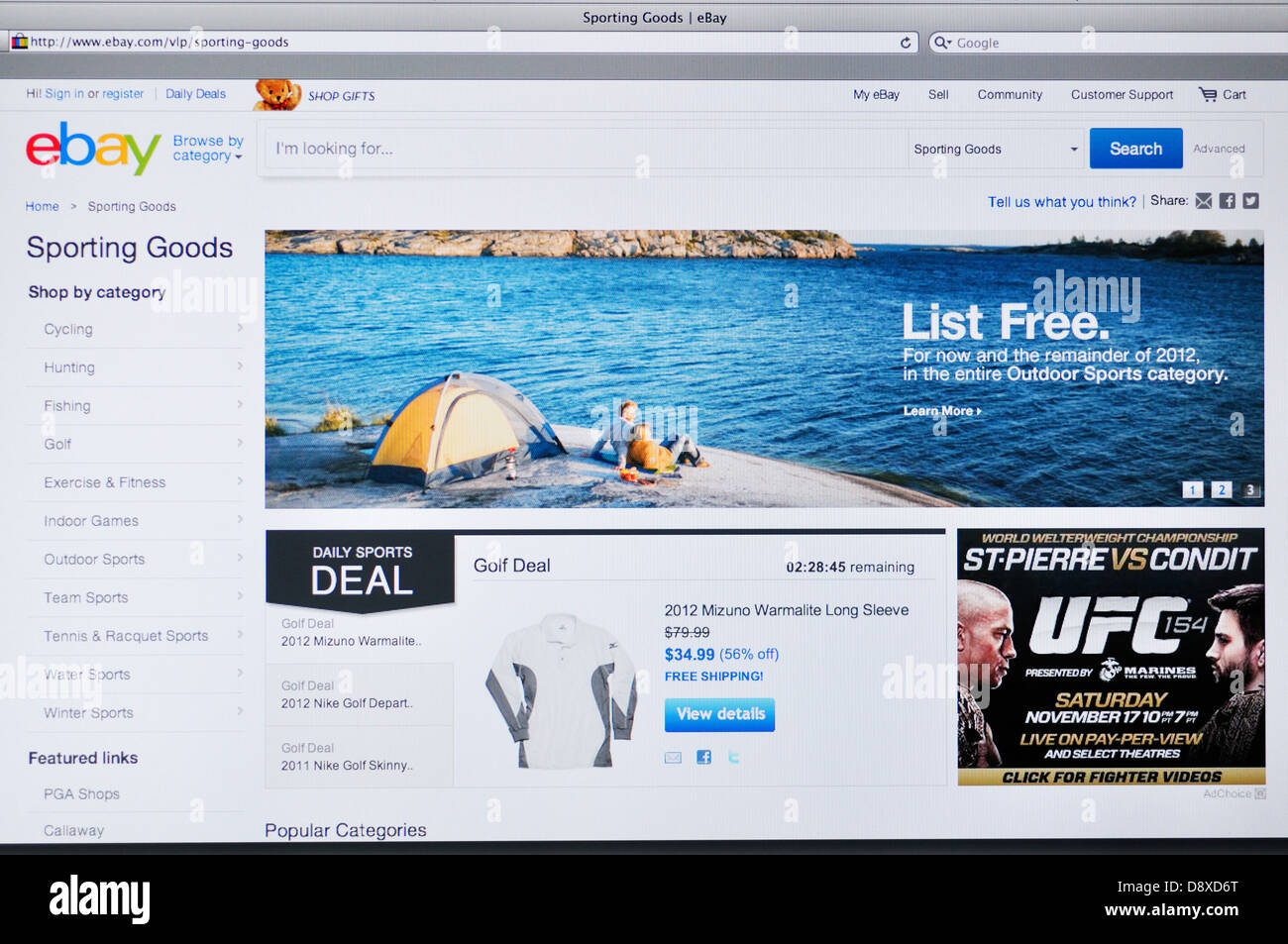 eBay online shopping website - sporting and hiking equipment Stock ...