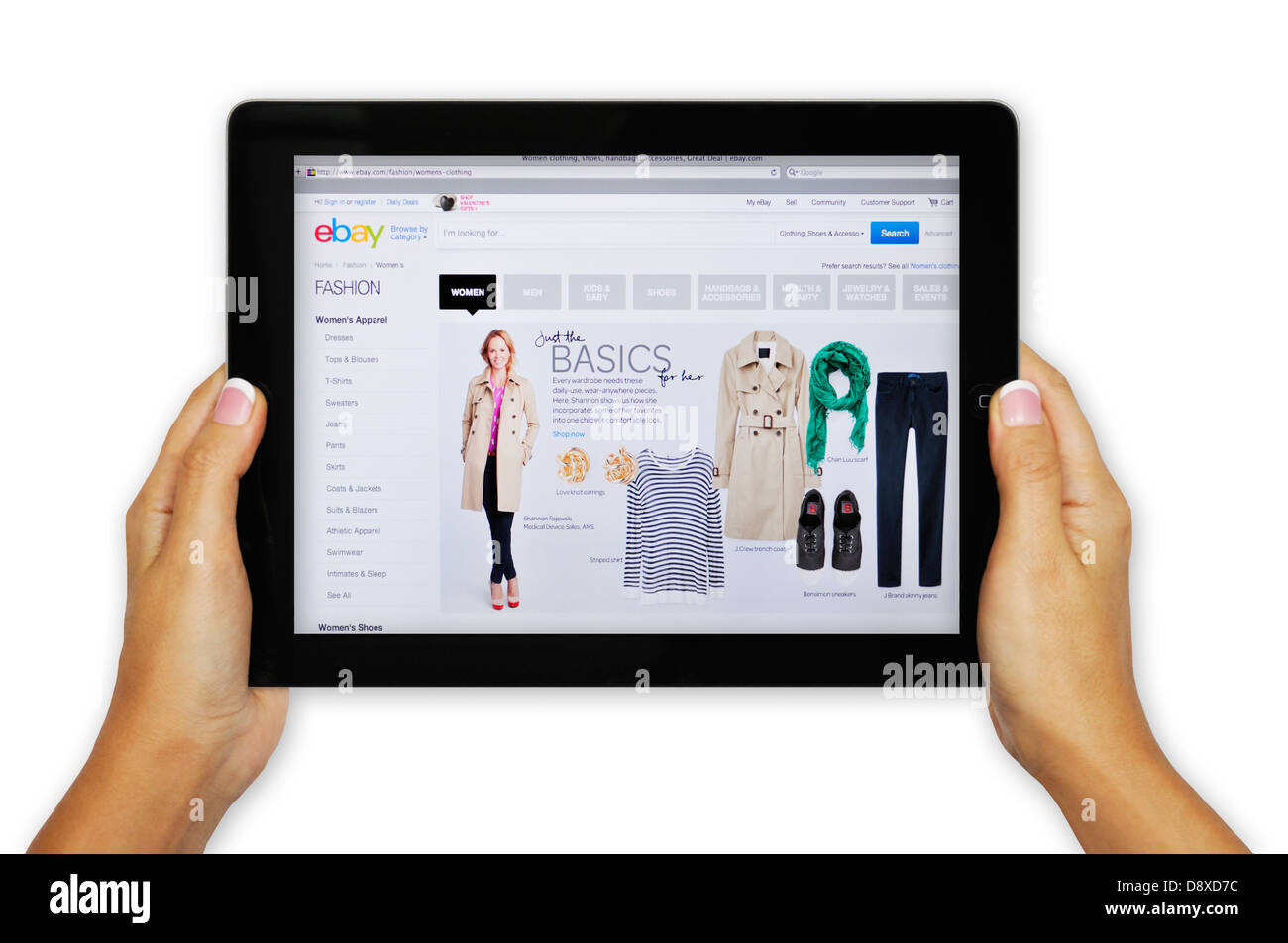 Woman shopping online on tablet Cut Out Stock Images & Pictures - Alamy