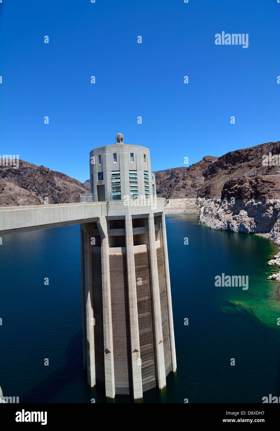 Hoover Dam with Lake Mead and Arizona Intake Tower Stock Photo - Alamy
