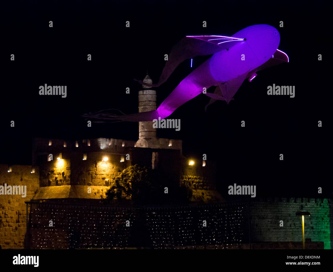 Jerusalem, Israel. 5th June 2013. An installation of helium kites, 'Les ...