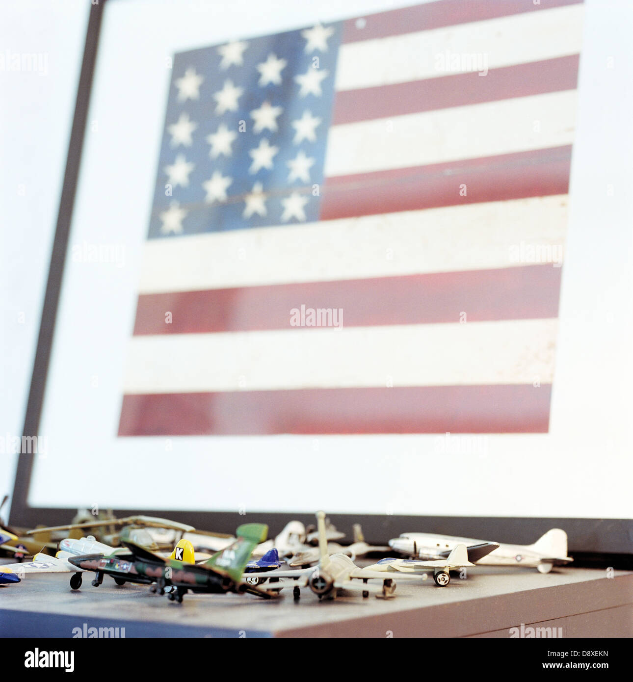 Model planes and the American flag Stock Photo - Alamy