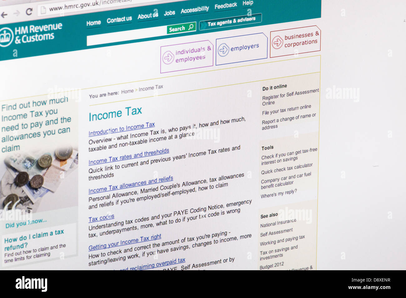 HMRC - HM Revenue & Customs Website or web page on a laptop screen or ...