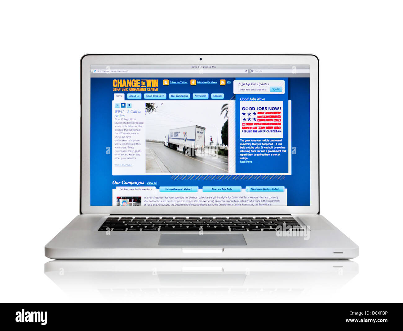 Change to Win website on laptop - union federation Stock Photo - Alamy