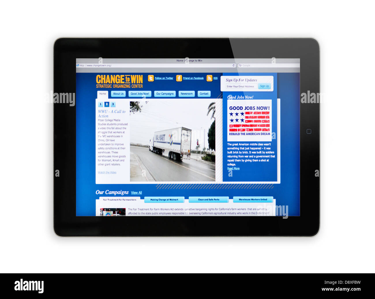 Change to Win website on iPad - union federation Stock Photo - Alamy