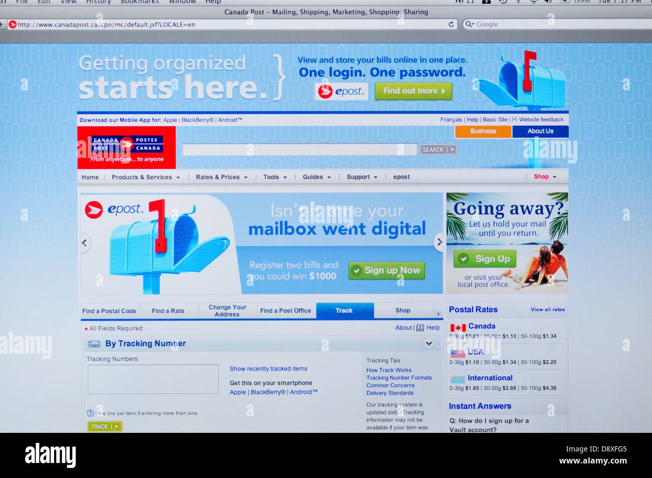 Canada Post website Stock Photo - Alamy