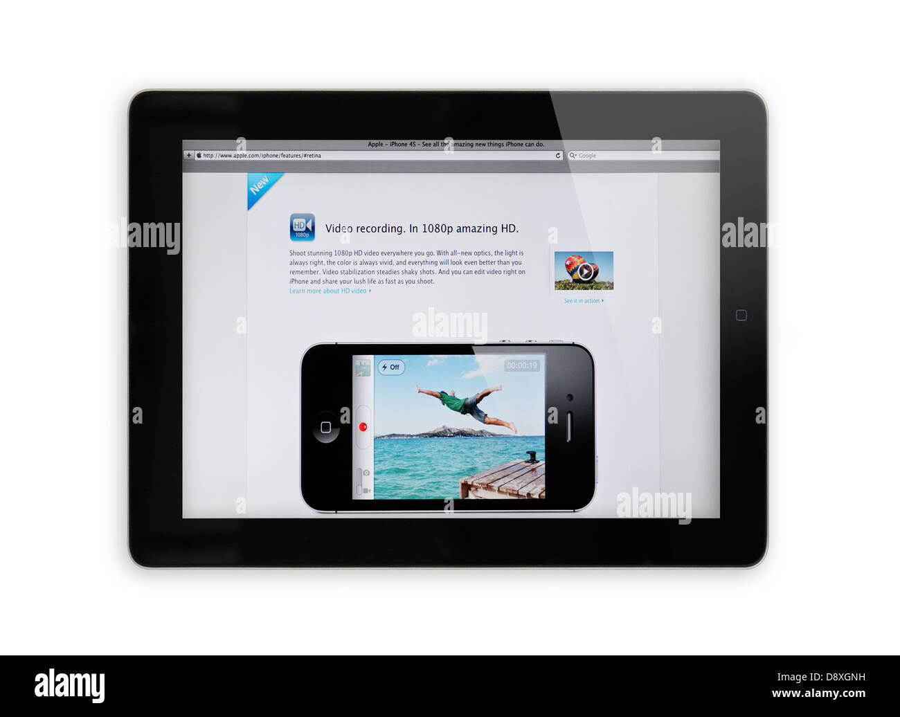 iPad screen showing iPhone video Stock Photo - Alamy