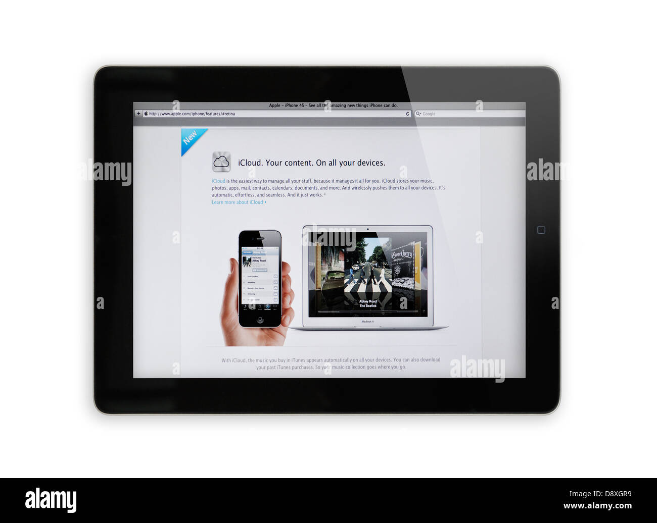 iPad screen showing iCloud for iPhone Stock Photo - Alamy