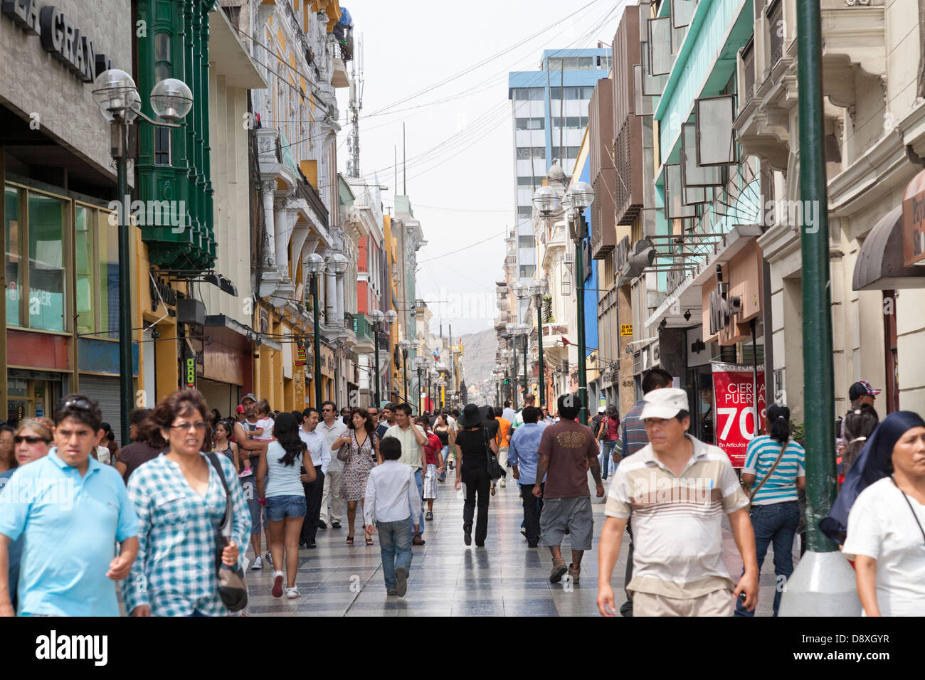 Jr. de la union street, Shopping pedestrain street, Lima, Peru Stock ...