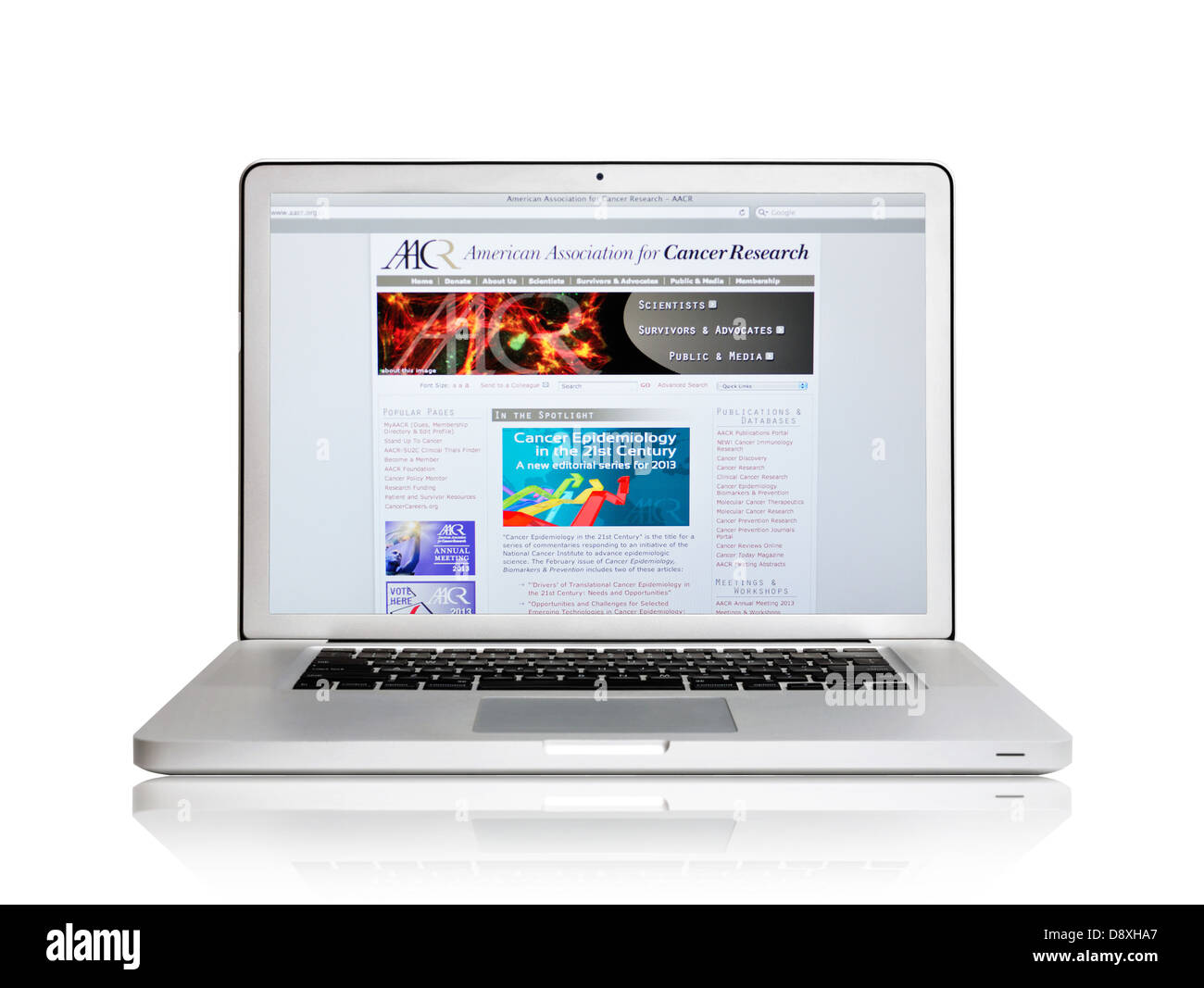 American Association for Cancer Research website on laptop screen Stock ...
