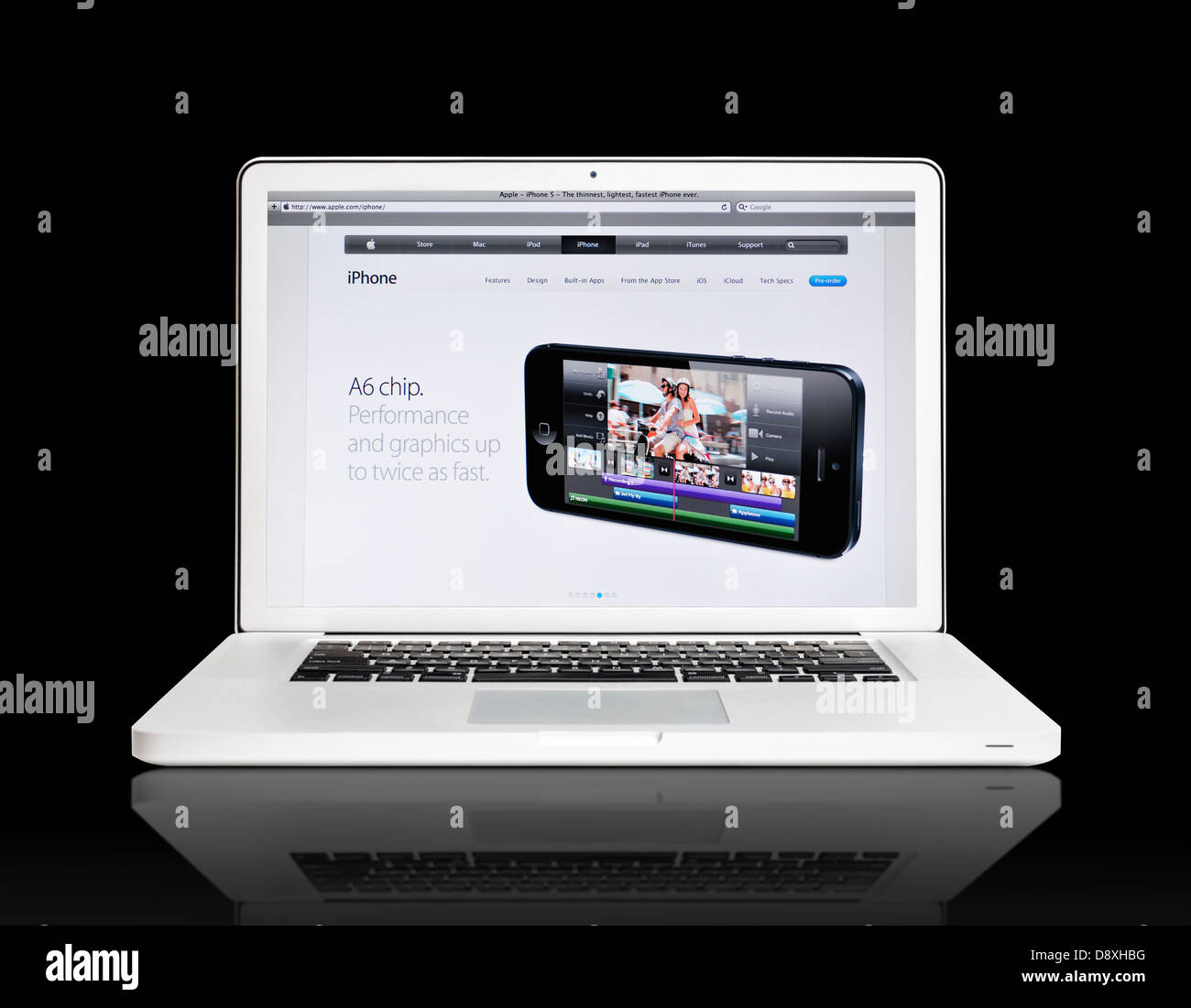 Apple website on laptop screen showing iPhone Stock Photo - Alamy