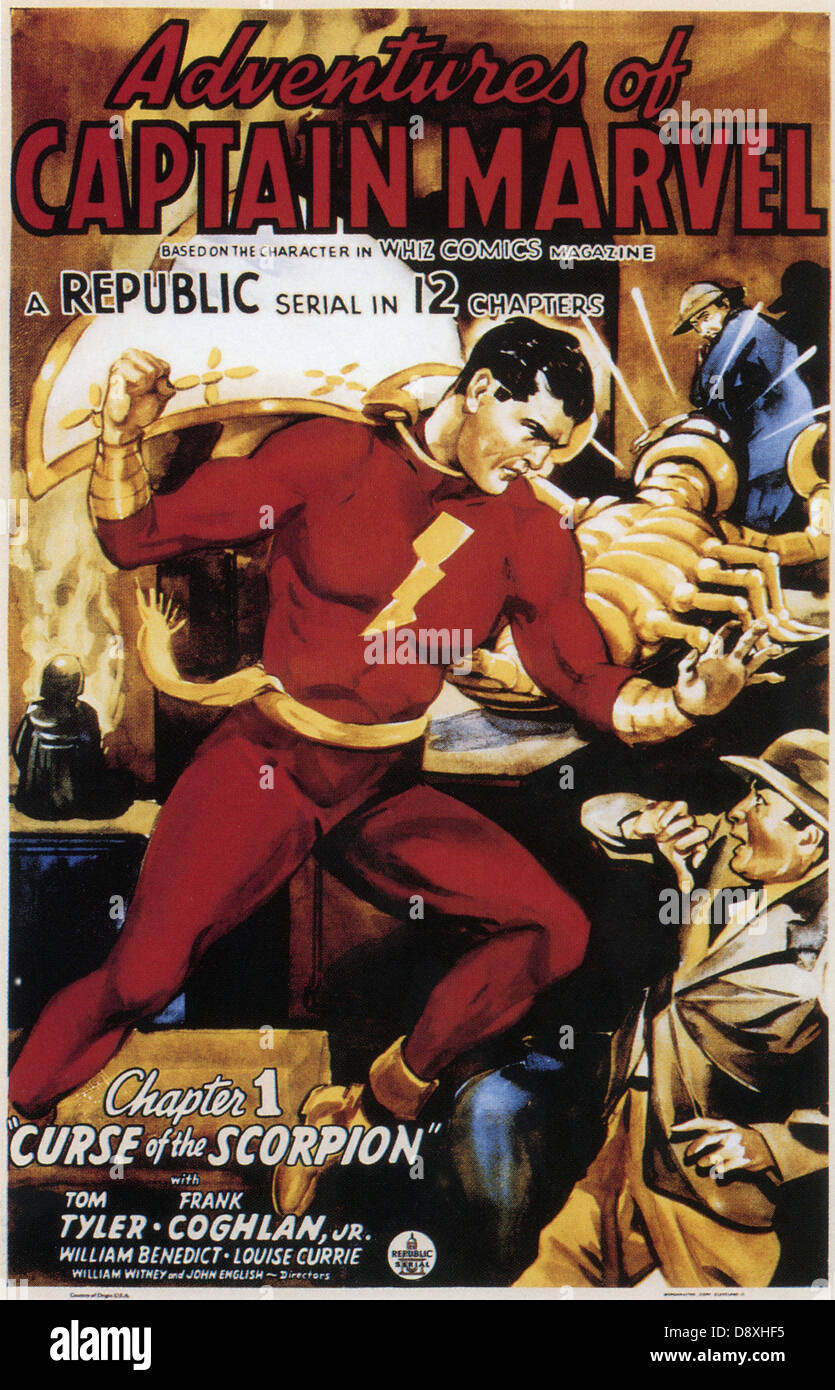 Movie poster film vintage old adventures of captain marvel 1940s hi-res ...