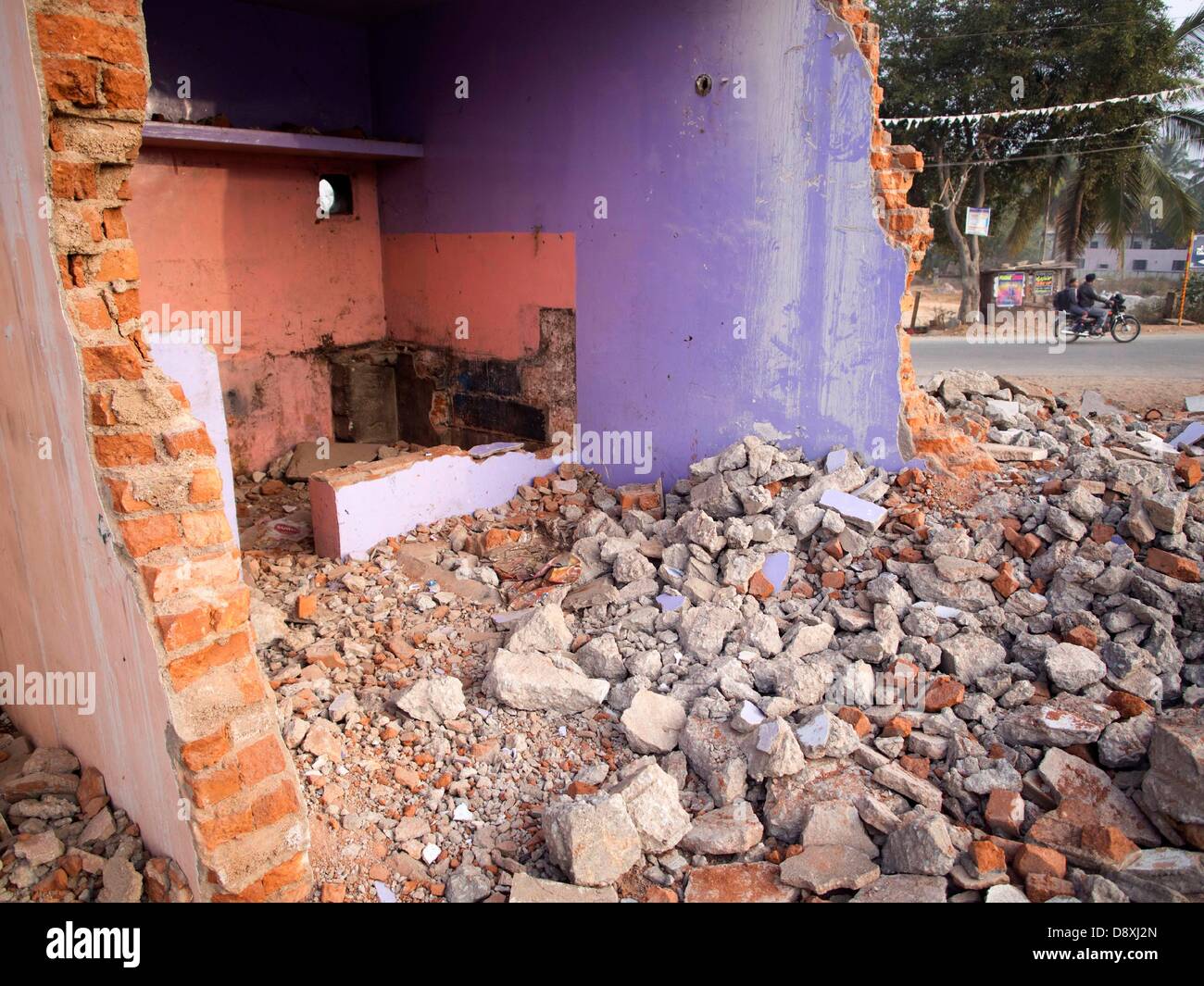 Feb 11, 2013 - Yelahanka, Karnataka, India - Demolished walls of a ...