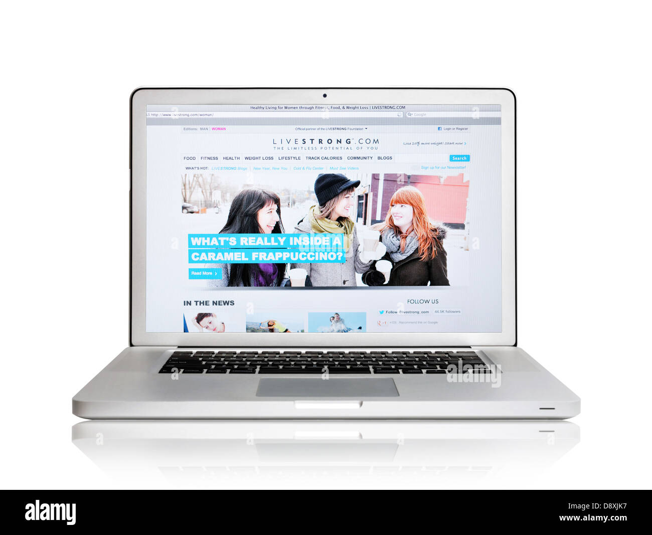 Livestrong fitness, health and weight loss website on laptop screen ...