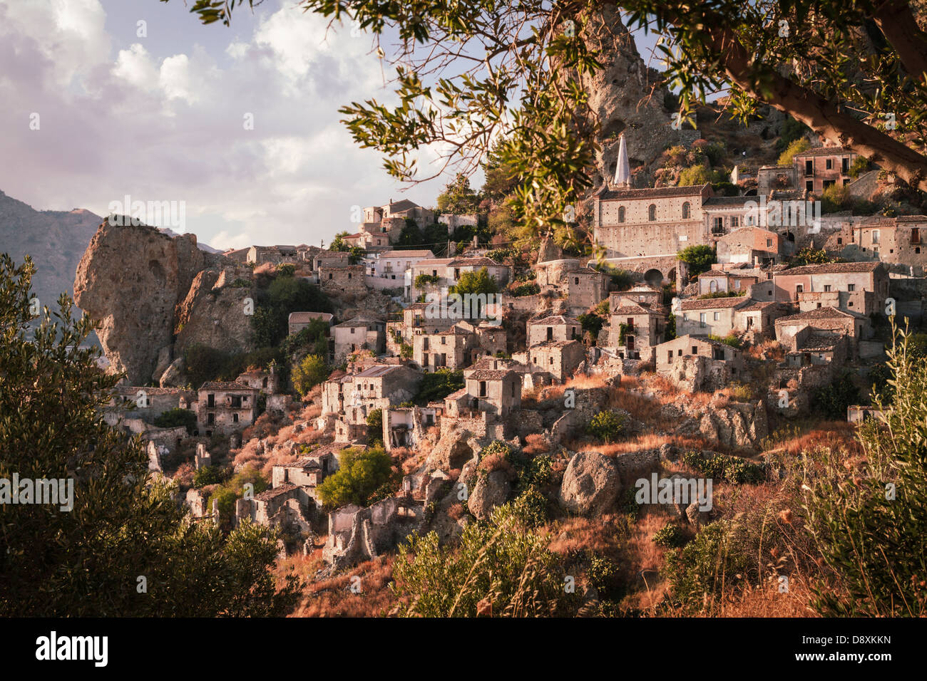 Ghost Town of Pentedattilo at Sunset, Calabria, Italy Stock Photo - Alamy