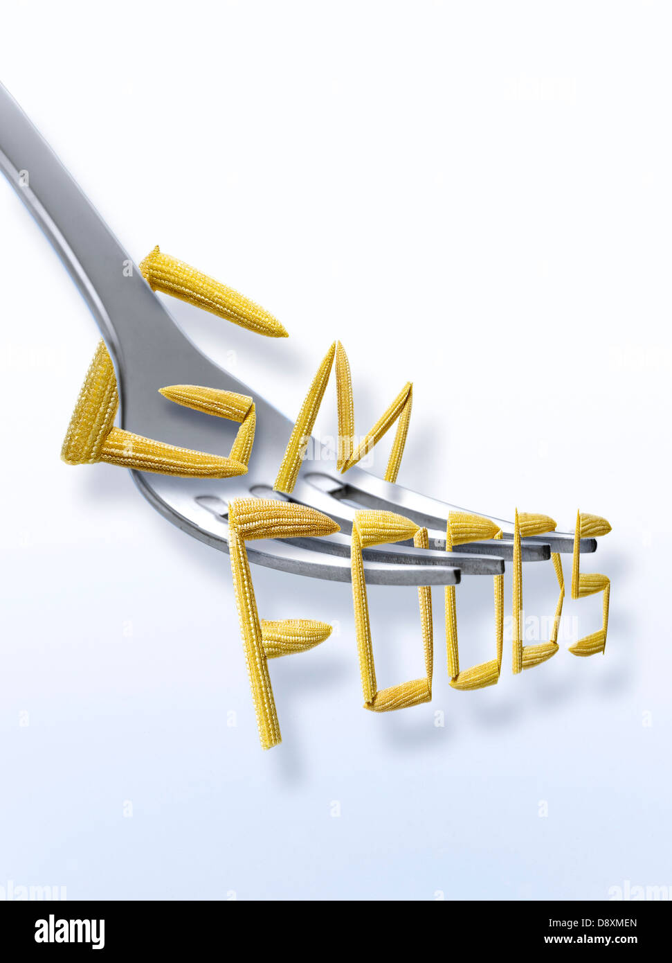 "GM Foods"on a fork Stock Photo - Alamy