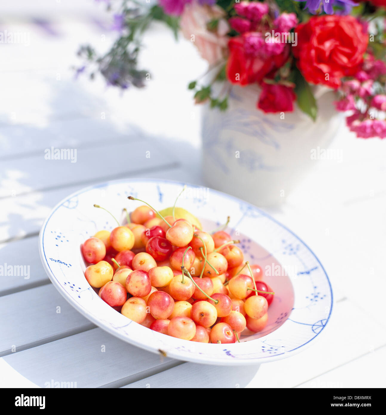 Cherry on a plate Stock Photo - Alamy