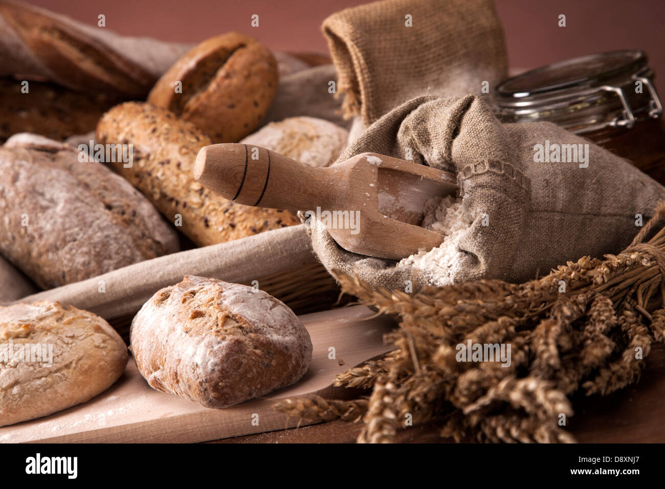 The traditional set of bread, rolls and other ingredients Stock Photo ...