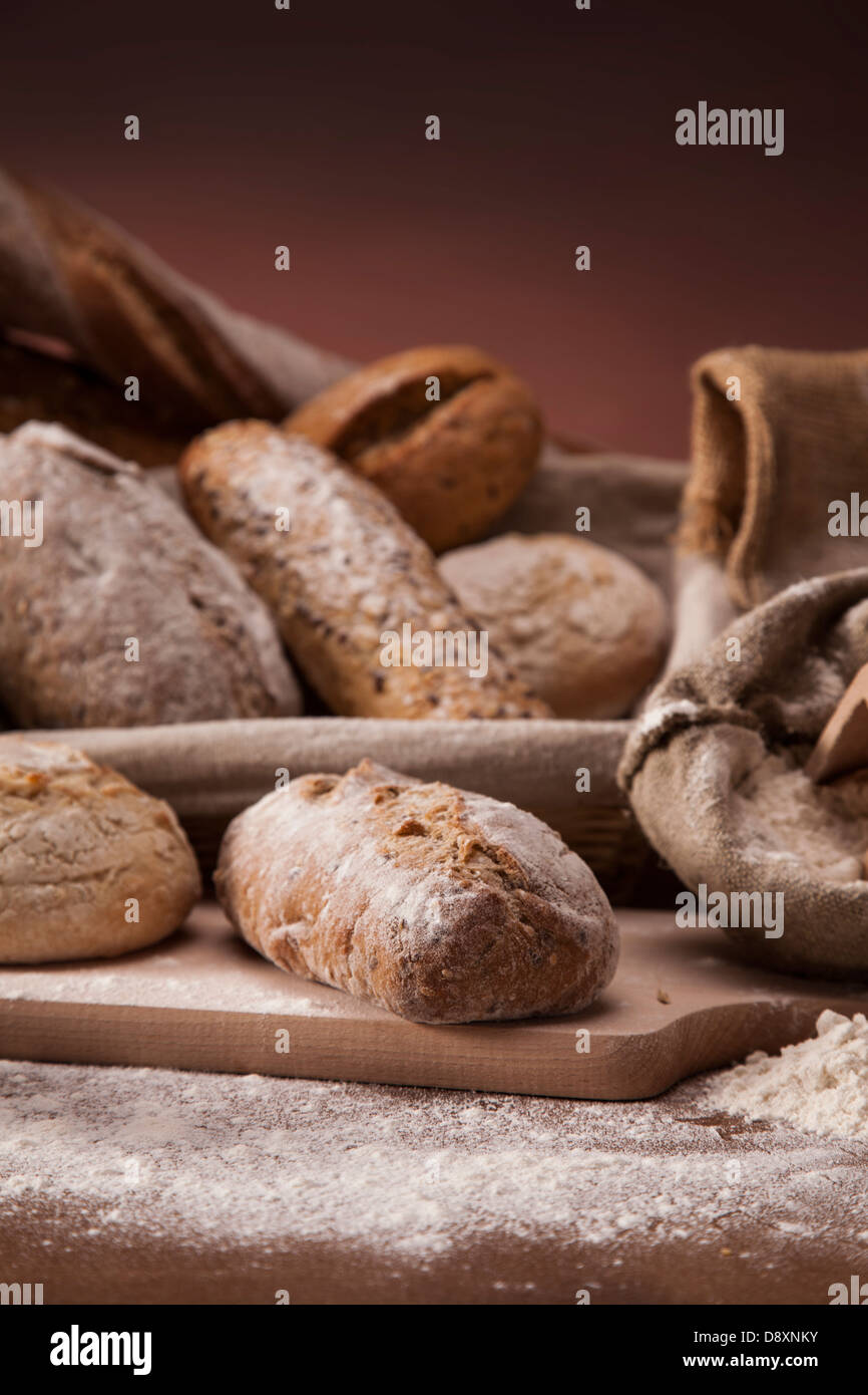 The traditional set of bread, rolls and other ingredients Stock Photo ...