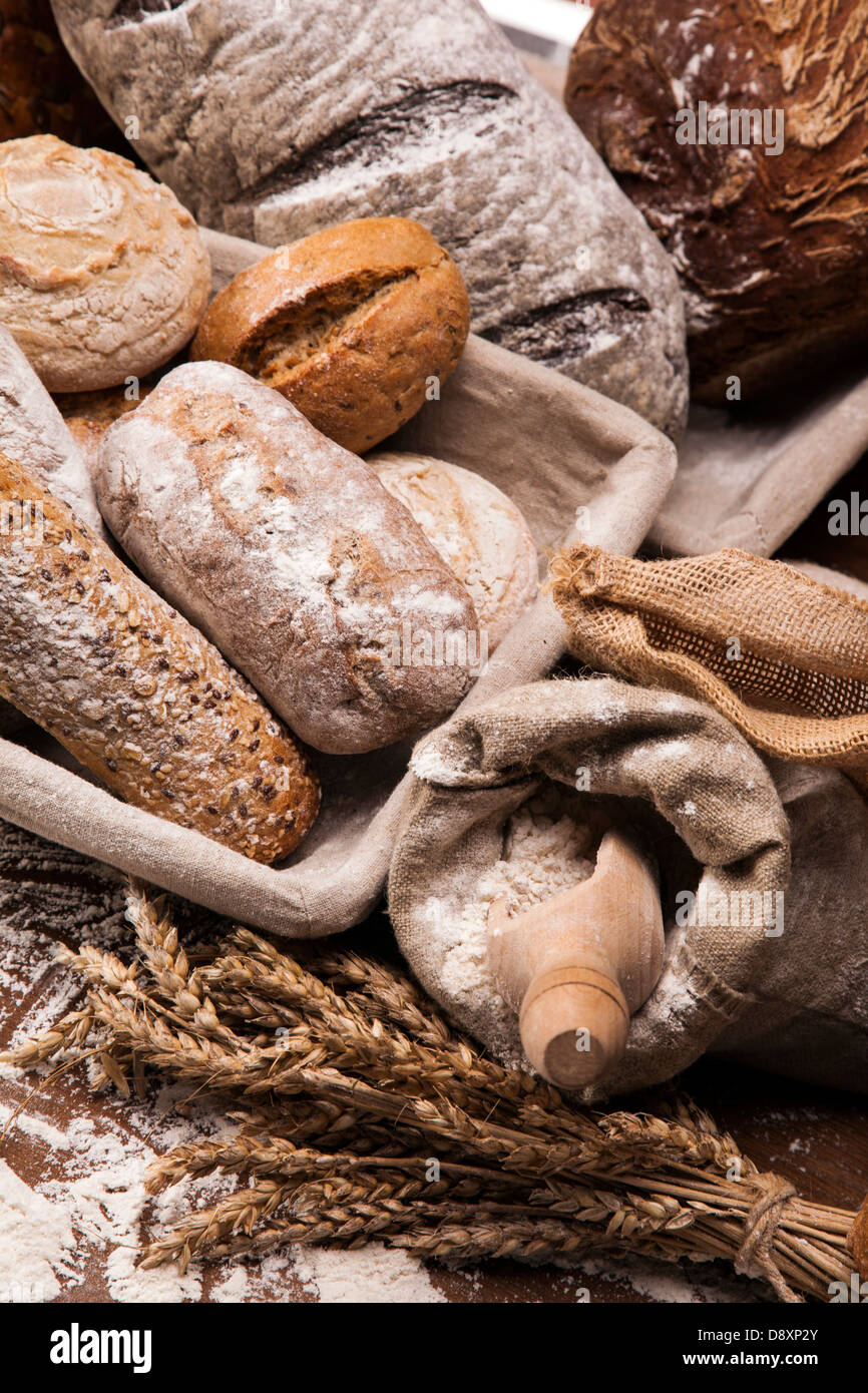 The traditional set of bread, rolls and other ingredients Stock Photo ...