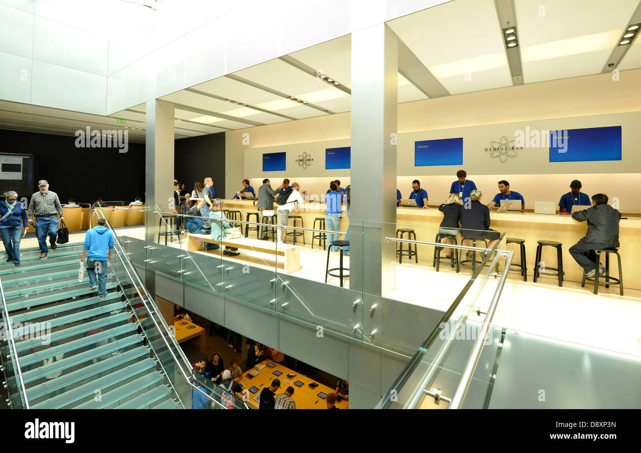 Apple net curtain with famous glass stair hi-res stock photography and ...