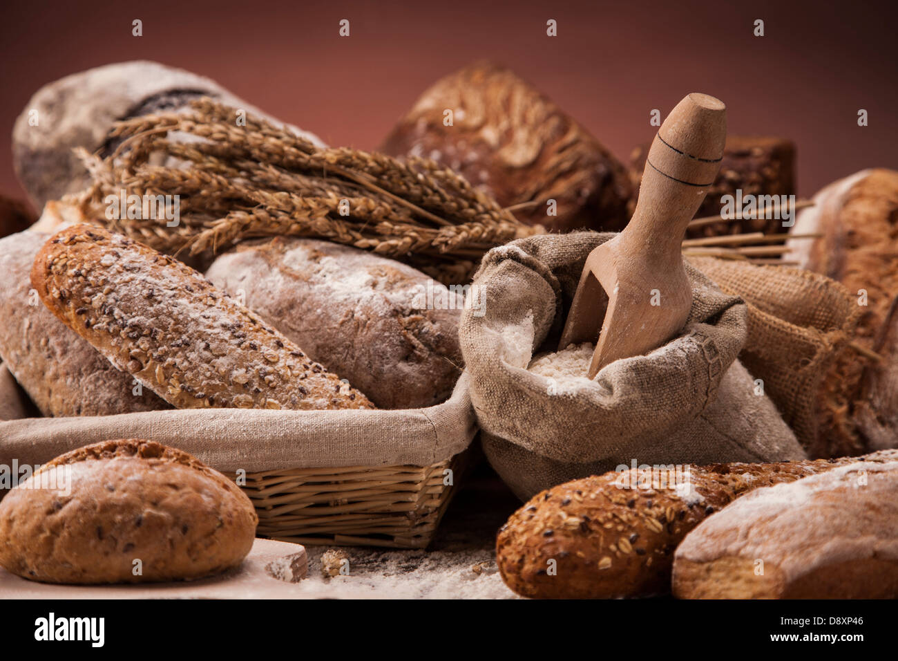 The traditional set of bread, rolls and other ingredients Stock Photo ...
