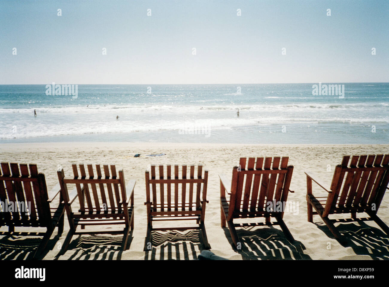 Lounge chairs at beach Stock Photo - Alamy