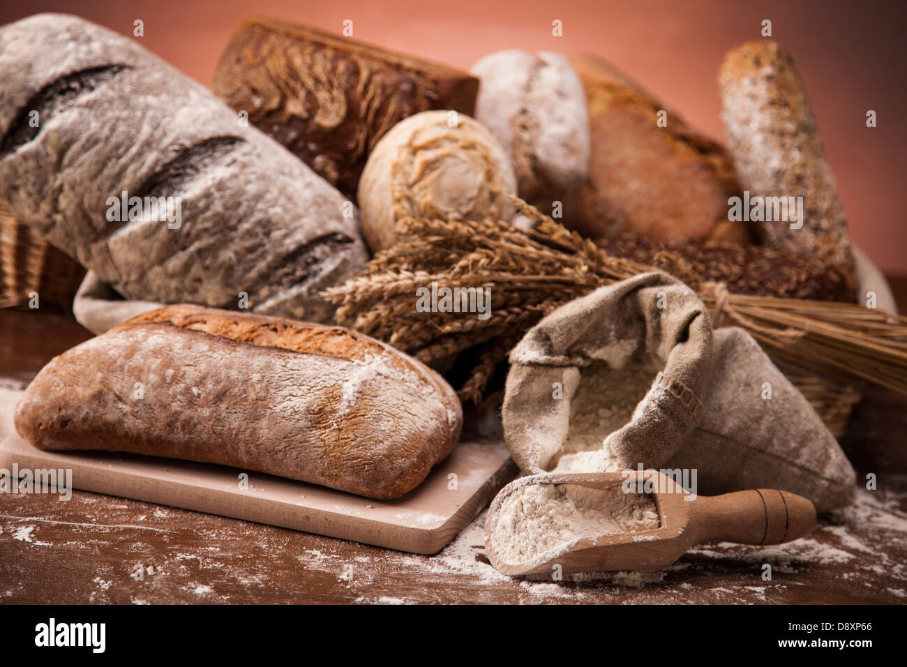 The traditional set of bread, rolls and other ingredients Stock Photo ...
