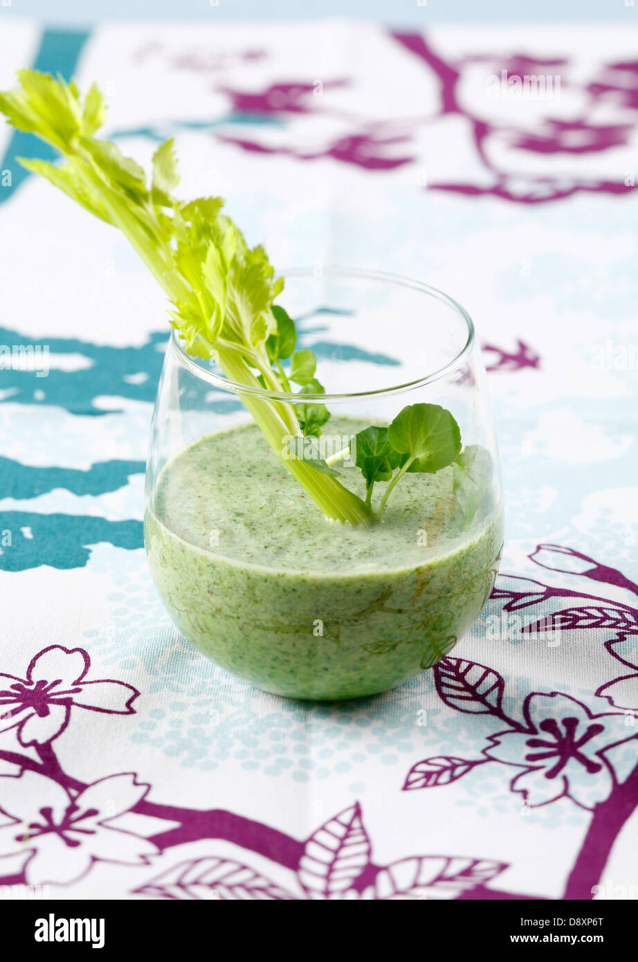 Cucumber,celery and watercress milk shake Stock Photo - Alamy